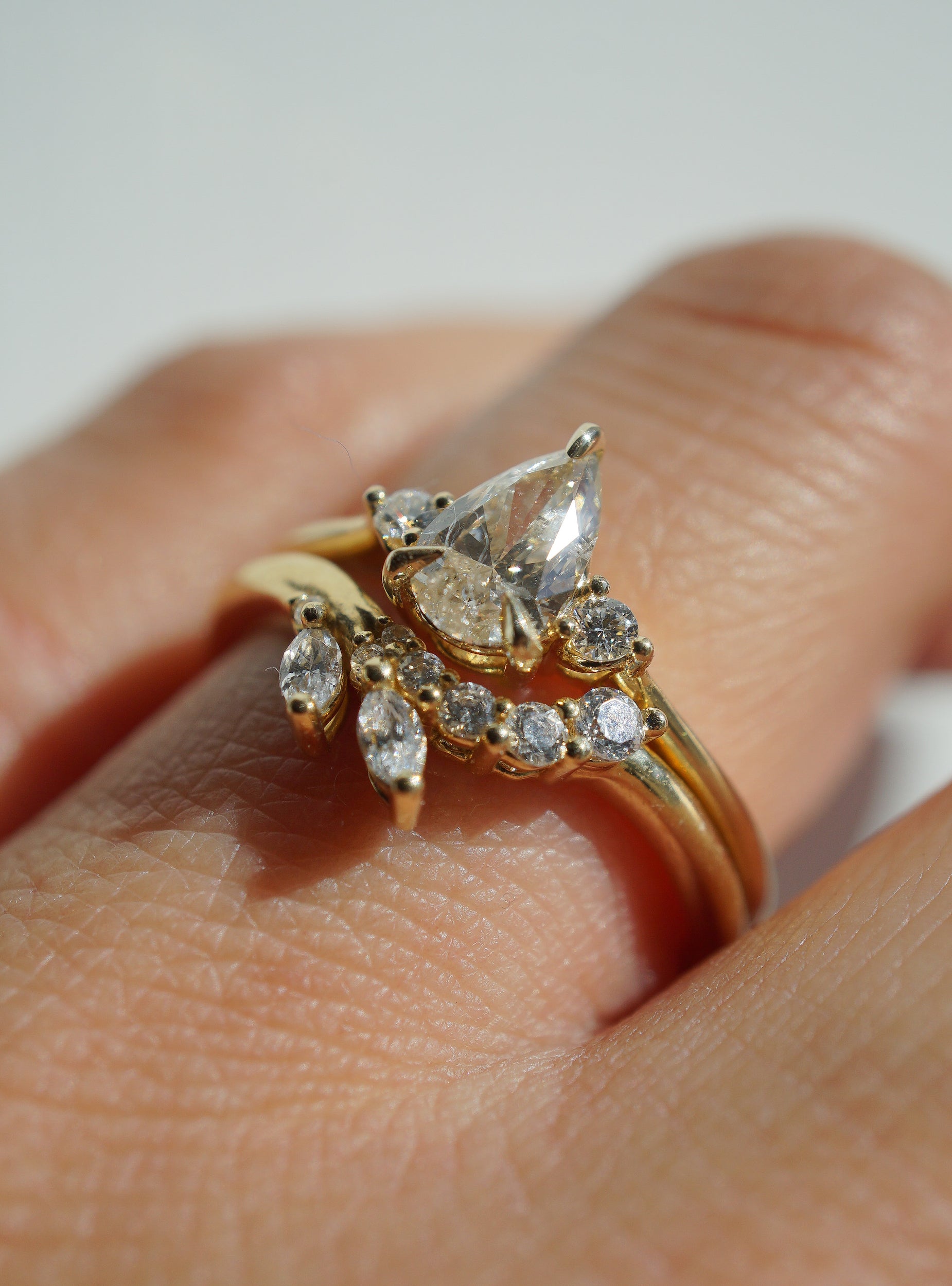 Cherish Ring - 0.70ct Pear Champagne Salt & Pepper 3-stone Ring *SOLD ...