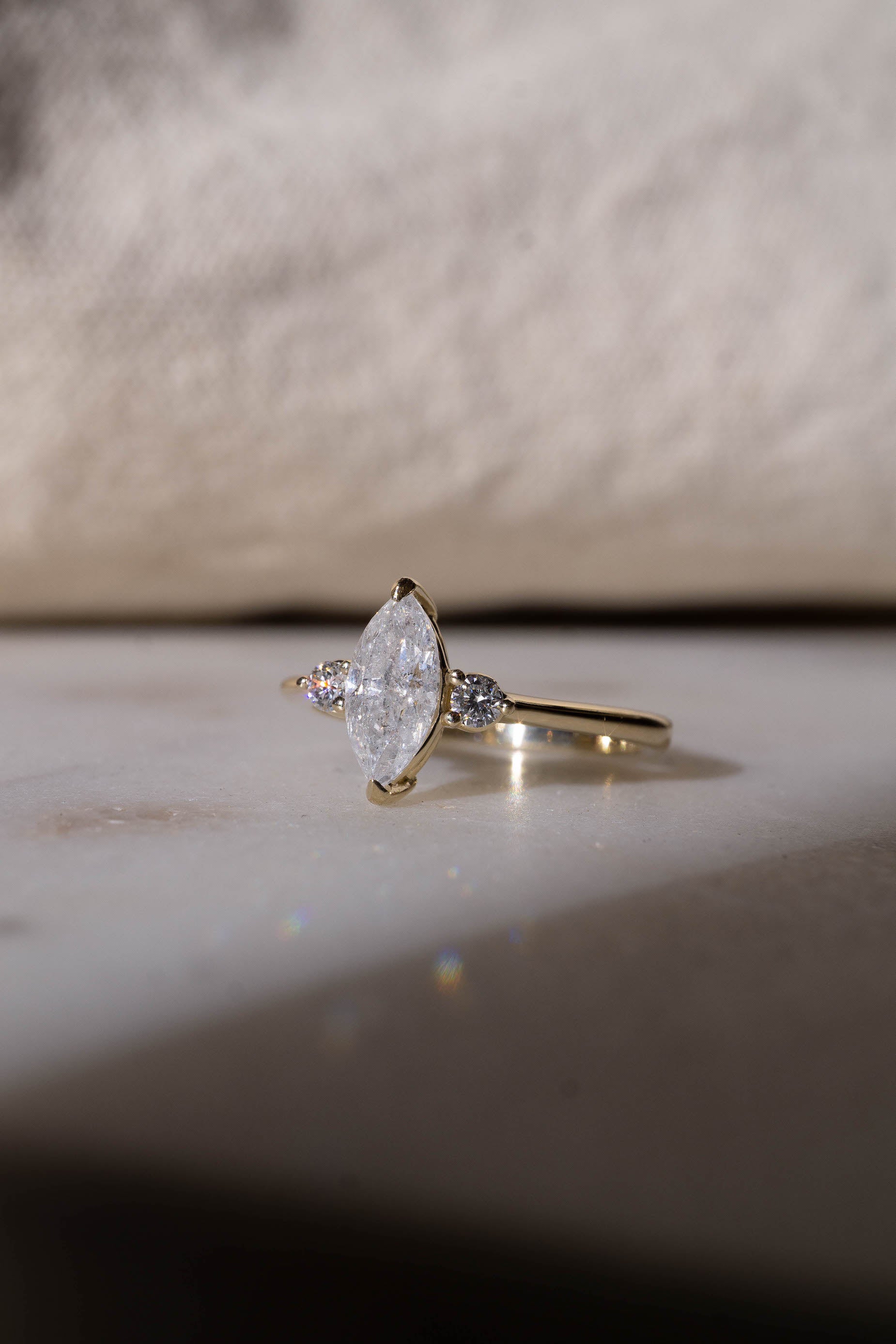 Soulmate Ring - 0.86ct Marquise Icy Salt & Pepper 3-stone Ring *Ready ...