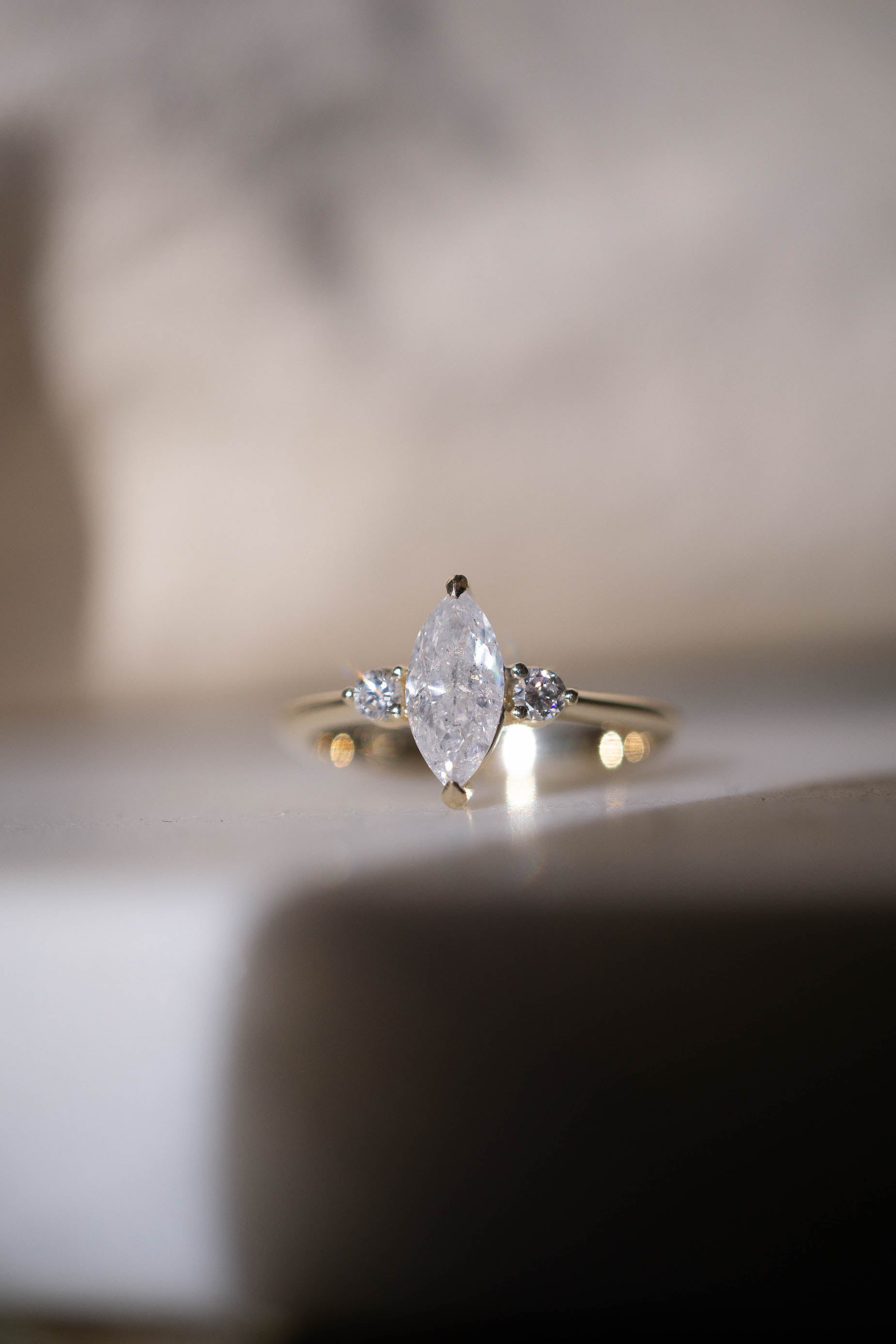 Soulmate Ring - 0.86ct Marquise Icy Salt & Pepper 3-stone Ring *Ready ...