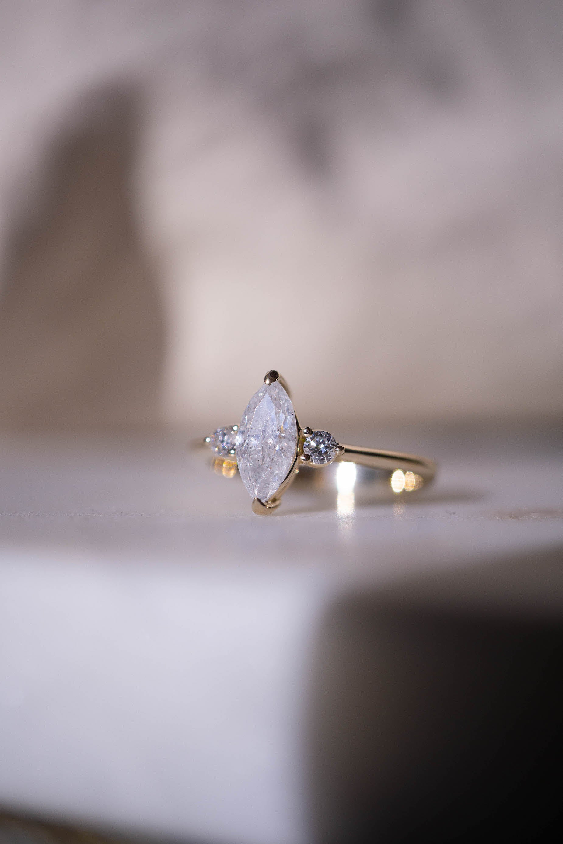 Soulmate Ring - 0.86ct Marquise Icy Salt & Pepper 3-stone Ring *Ready ...