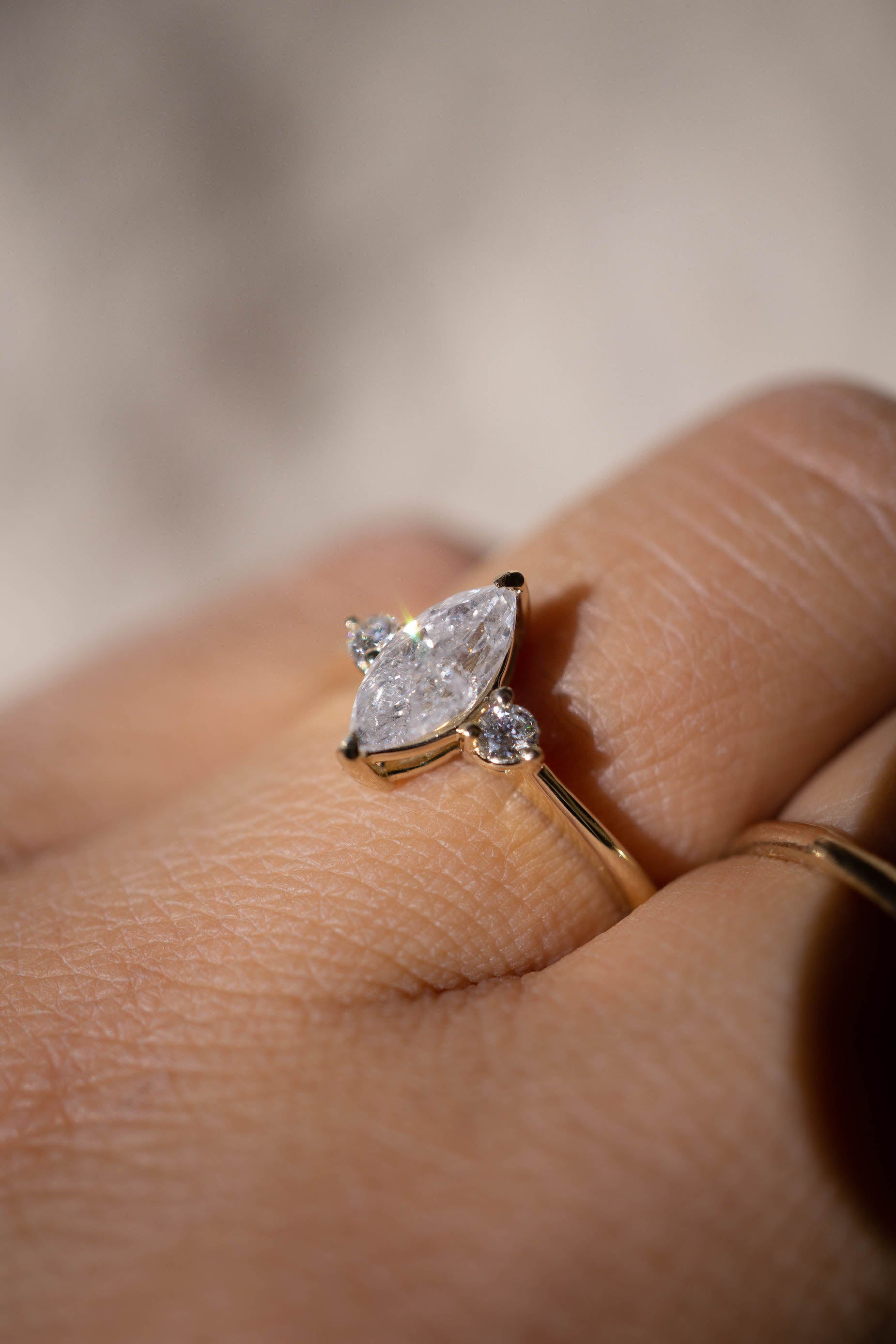 Soulmate Ring - 0.86ct Marquise Icy Salt & Pepper 3-stone Ring *Ready ...