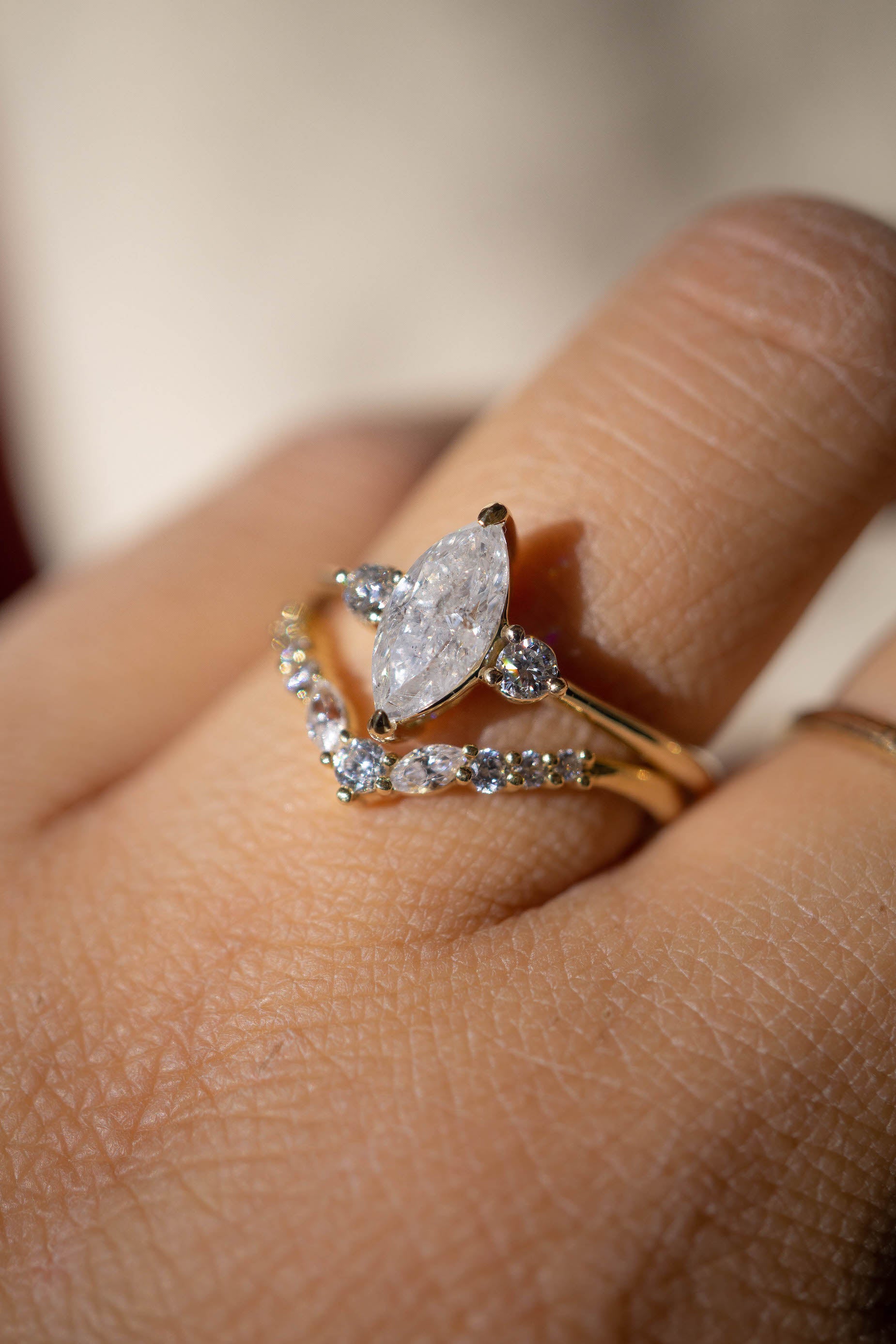 Soulmate Ring - 0.86ct Marquise Icy Salt & Pepper 3-stone Ring *Ready ...