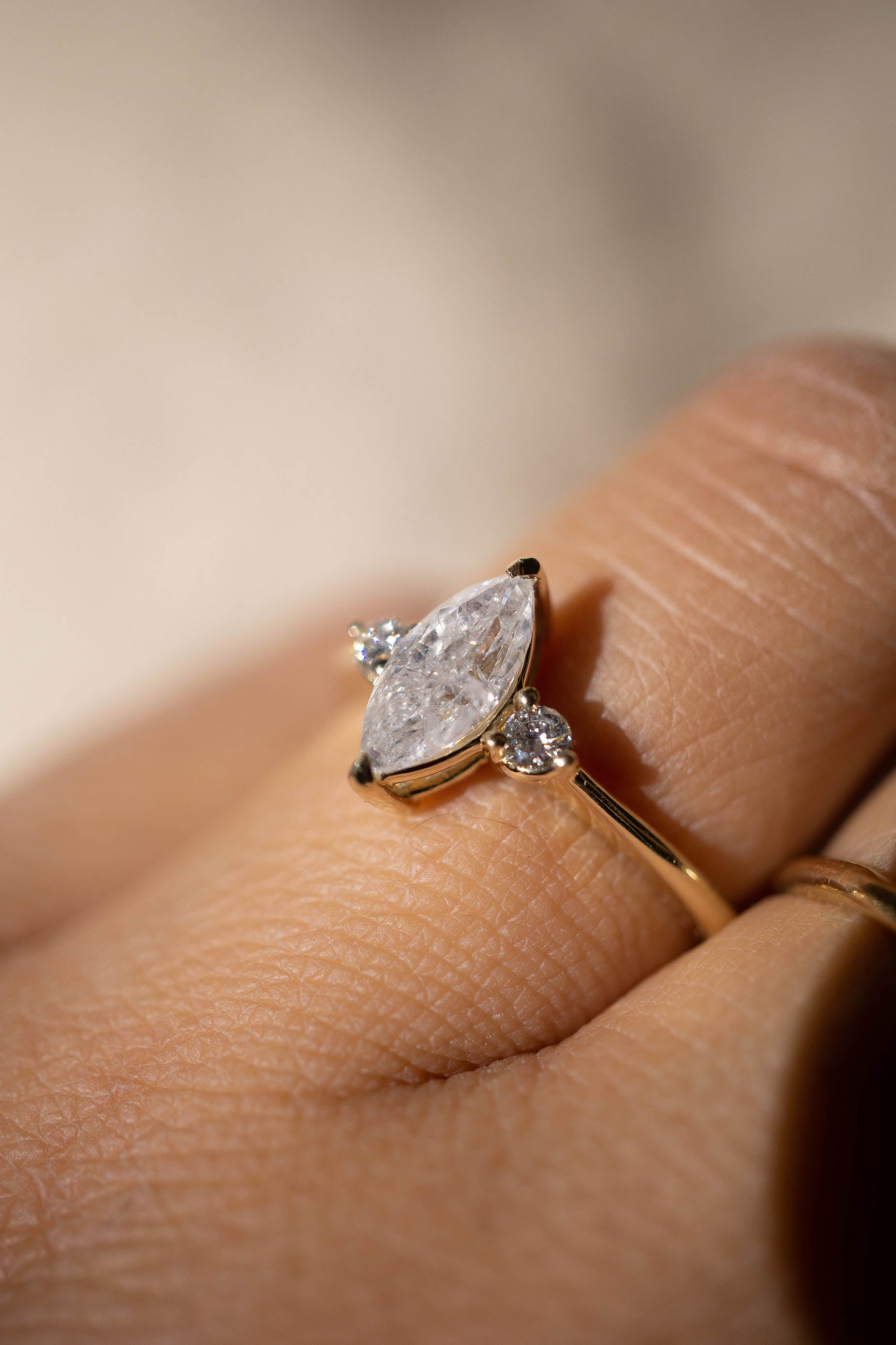 Soulmate Ring - 0.86ct Marquise Icy Salt & Pepper 3-stone Ring *Ready ...